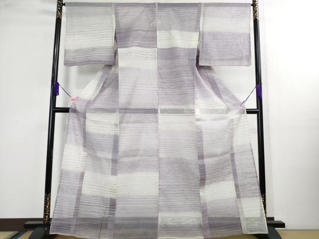 平和屋着物■極上　夏物　紬　横段文　逸品　DZAA9900kh5