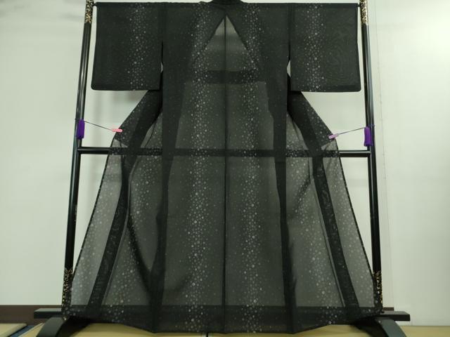 平和屋本店■極上　夏物　本場大島紬　夏大島　丸文　黒地　逸品　DZAA9904kh5