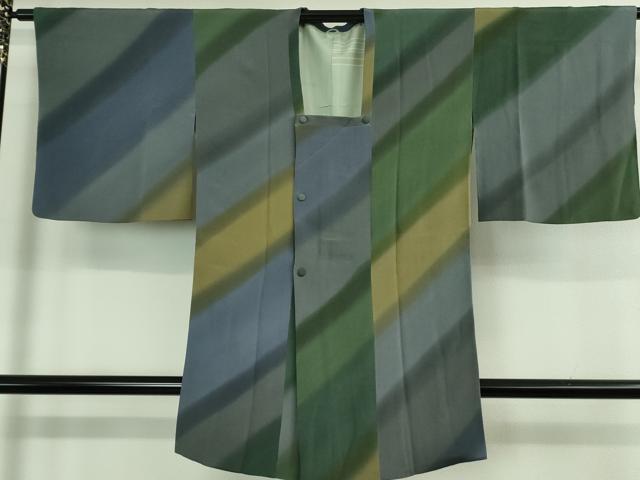 平和屋着物■極上　道行コート　ロング丈　斜線文　暈し染め　鬼しぼ縮緬　逸品　DZAA9923kh5