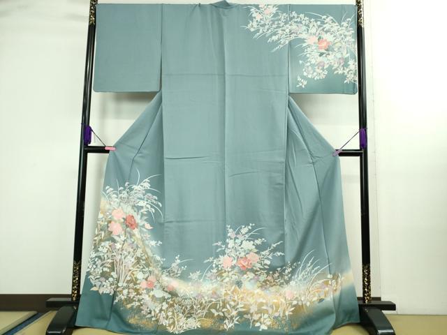 平和屋着物■極上　訪問着　草花文　薄花色地　暈し染め　金彩　ロング丈　逸品　DZAA9936kh5