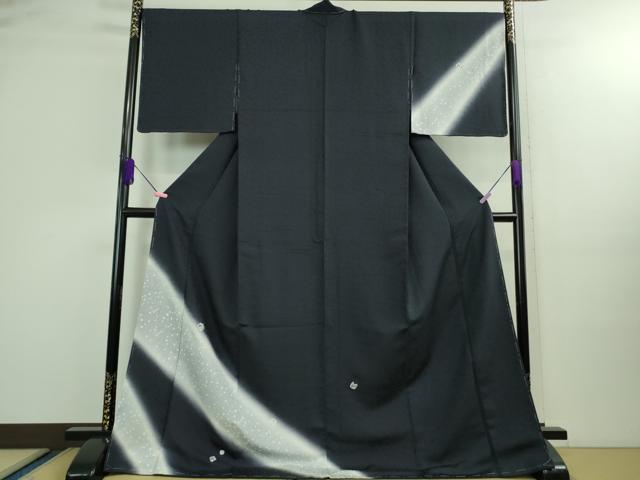 平和屋着物■極上　訪問着　刺繍　箔散らし　暈し染め　濃藍色地　暈し染め　金糸　ロング丈　逸品　未使用　DZAA9938kh5