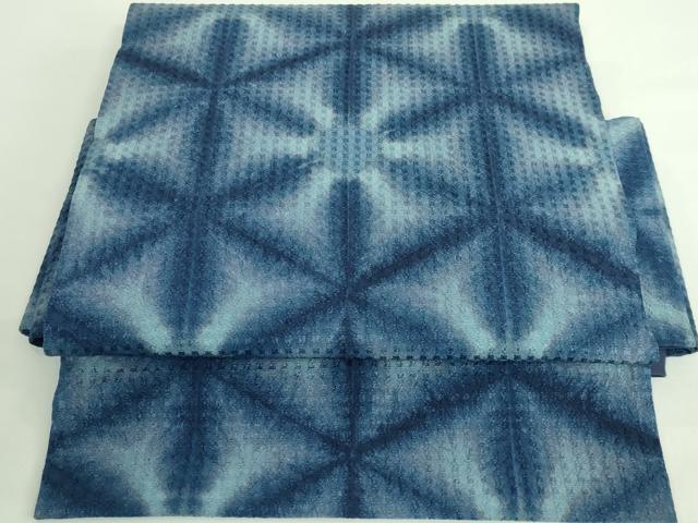 平和屋着物■極上　つけ帯　藍　麻の葉文様　逸品　DZAB0023kh5