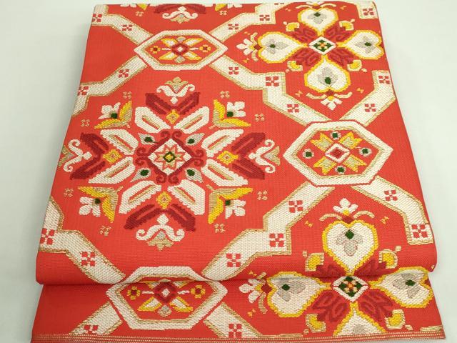 平和屋着物■極上　西陣　川島織物　六通柄　本袋帯　正倉院花文　金糸　逸品　DZAB0031kh5