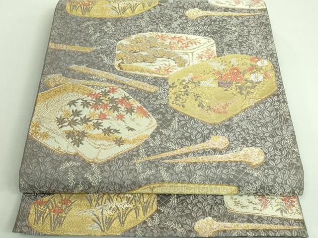 平和屋着物■極上　西陣の名門　加納幸謹製　六通柄袋帯　唐織　花文箱　金糸　逸品　DZAB0032kh5