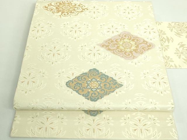 平和屋着物■極上　九寸名古屋帯　唐織　花菱文　金糸　逸品　DZAB0036kh5