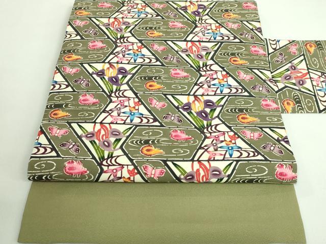 平和屋本店■極上　人間国宝　玉那覇有公　本場琉球紅型　九寸名古屋帯　花鳥文　逸品　DZAB0051kh5