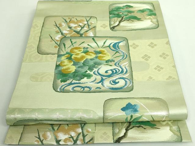 平和屋着物■極上　西陣　川島織物　六通柄　本袋帯　唐織　色紙重ね花文　金糸　逸品　DZAB0064kh5