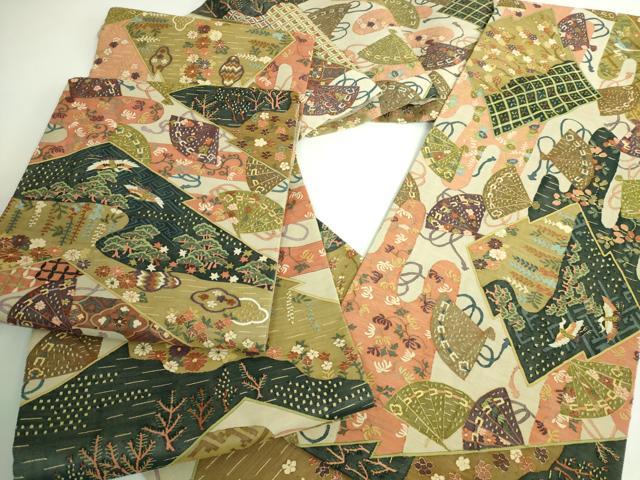 平和屋本店■最高級　明綴れ　全通柄袋帯　飛鶴吉祥花文　金糸　逸品　DZAB0071kh5