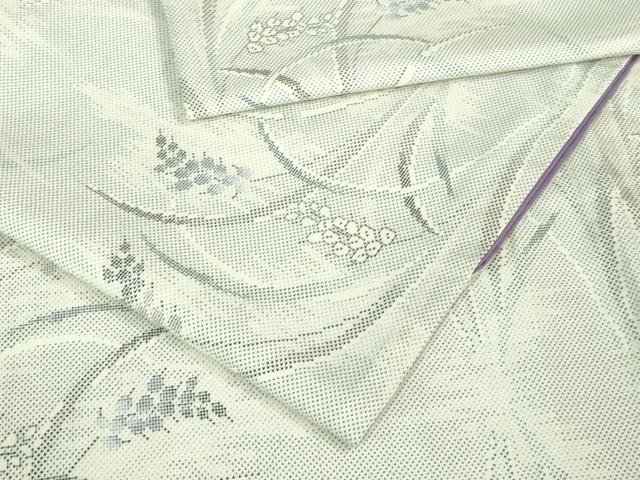 平和屋着物■極上　本場大島紬　白大島　7マルキ　草花文　逸品　未使用　DZAB0114kh5