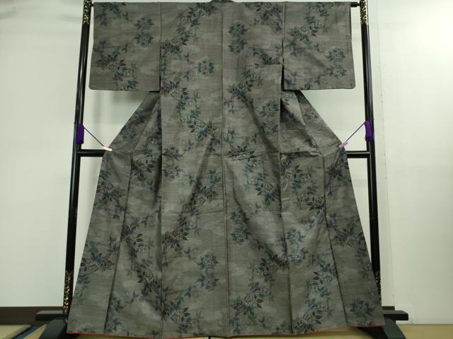 平和屋着物■極上　本場大島紬　9マルキ　枝花文　やまと誂製　逸品　DZAB0115kh5