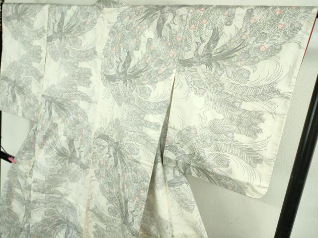 平和屋本店□極上 本場大島紬 白大島 孔雀 逸品 DZAB0120kh5 紬