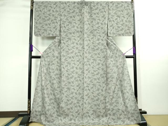 平和屋着物■極上　夏物　小紋　絽　舞蝶花文　薄鈍色地　三越扱い　ロング丈　逸品　DZAB0129kh5