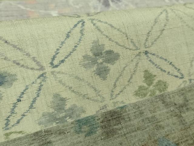 平和屋着物□極上 小千谷紬 百柄 繋ぎ絣 手織り 横段花蝶