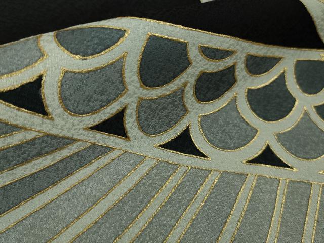 平和屋着物□極上 螺鈿工芸作家 佐野正喜 訪問着 羽文 黒地 金彩