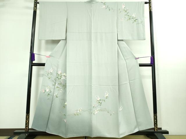 平和屋着物■極上　訪問着　友禅　枝花文　暈し染め　月白色地　金彩　逸品　DZAB0163kh5