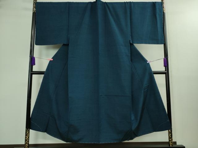 平和屋着物■極上　男性　紬　キングサイズ　色無地　濃藍色　逸品　未使用　DZAB0171kh5