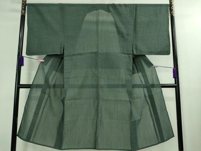 平和屋着物■極上　夏物　男性　本場小千谷ちぢみ　麻　色無地　豆がら茶色　逸品　DZAB0177kh5