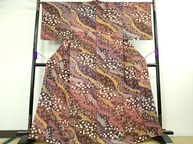 平和屋着物■極上　小紋　霞花文　金彩　金通し地　逸品　DZAB0193kh5