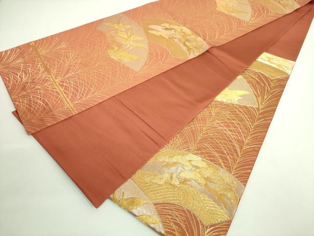 平和屋着物□極上 西陣 川島織物 六通柄 本袋帯 地紙飛鶴松文 金銀糸