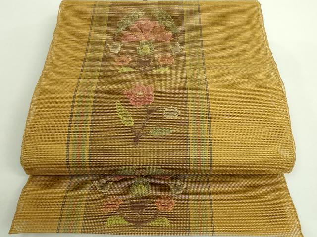 平和屋着物■極上　夏物　1854年創業　帯屋捨松　八寸名古屋帯　草花文　逸品　DZAB0210kh5