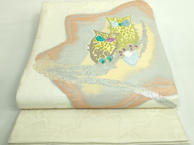 平和屋着物■極上　夏物　井上明子　太鼓柄袋帯　ミミズク　金銀糸　逸品　DZAB0217kh5