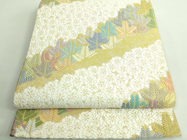 平和屋着物■極上　六通柄袋帯　唐織　若松葉花文　金糸　逸品　DZAB0230kh5