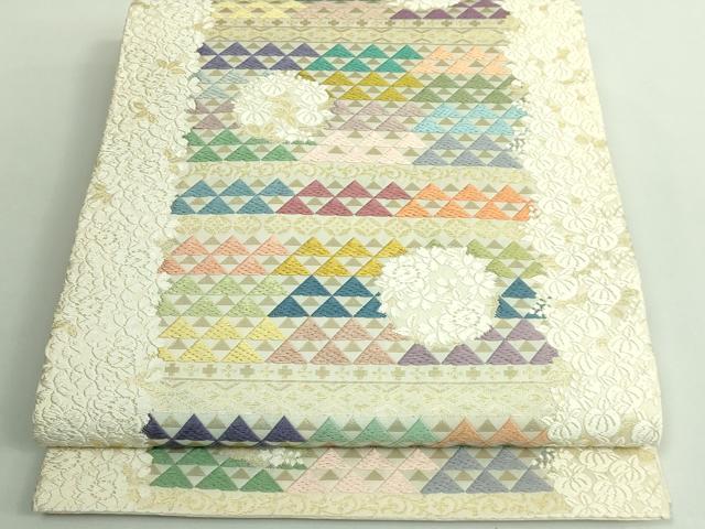 平和屋着物■極上　六通柄袋帯　つづれ唐織　花丸文　鱗　草木染　金糸　逸品　DZAB0250kh5