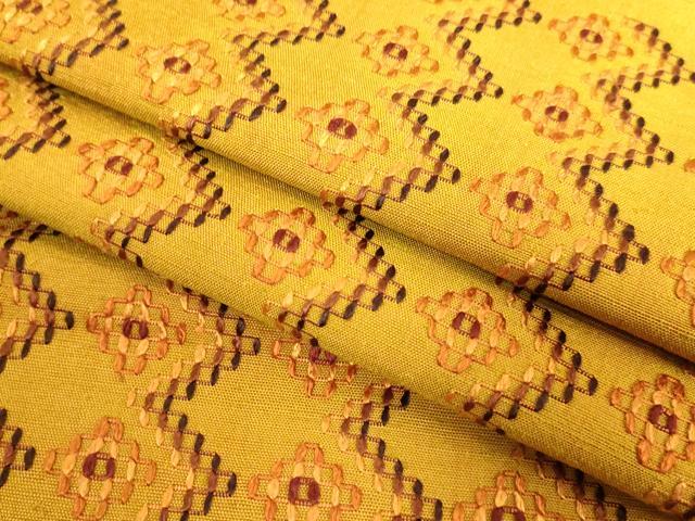 平和屋着物□極上 本場琉球 読谷山花織 紬地 九寸名古屋帯 桑