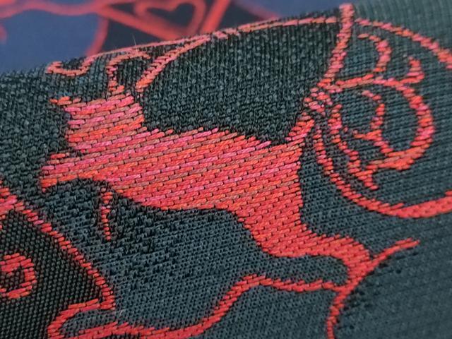 平和屋着物□極上 半幅帯 BANKAN わものや 猫 唐草 黒地 銀糸 逸品