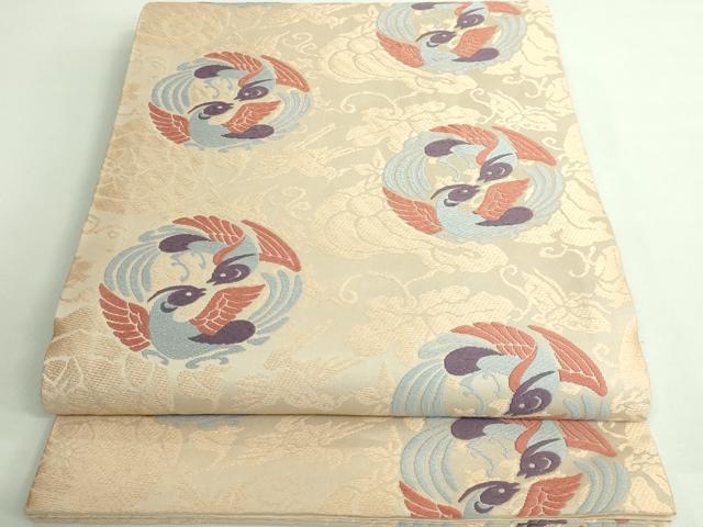 平和屋本店■極上　俵屋　人間国宝　喜多川平朗  有職織物　六通柄袋帯　唐織　鳳凰丸文　逸品　DZAB0278kh5