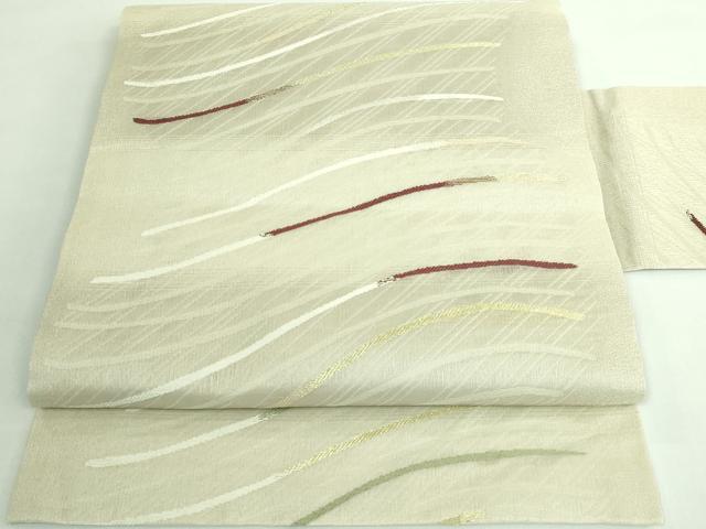 平和屋着物■極上　夏物　九寸名古屋帯　よろけ縞　金銀糸　逸品　DZAB0296kh5