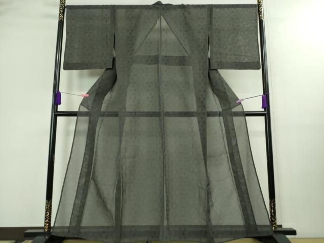 平和屋着物■極上　夏物　夏お召　花織　紗　色無地　藍墨茶色　逸品　DZAB0304kh5