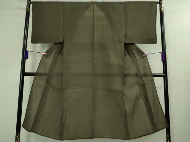 平和屋着物■極上　夏物　男性　本場小千谷ちぢみ　麻　色無地　千歳茶色　逸品　DZAB0309kh5