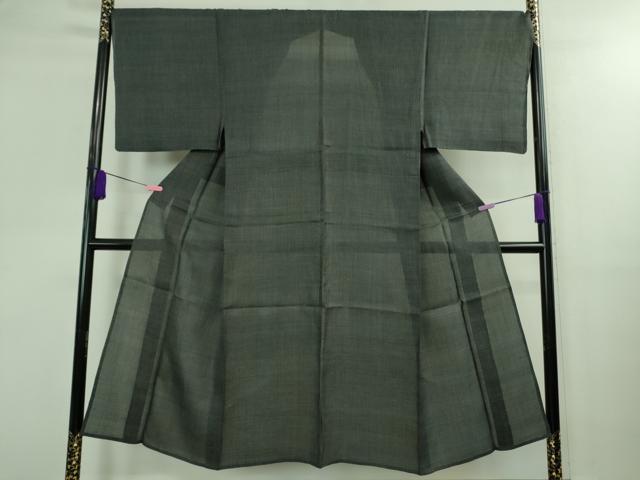 平和屋本店■極上　夏物　男性　石川県指定無形文化財　能登上布　本麻手織上布　120亀甲　総詰め　藍墨茶色地　逸品　DZAB0312kh5