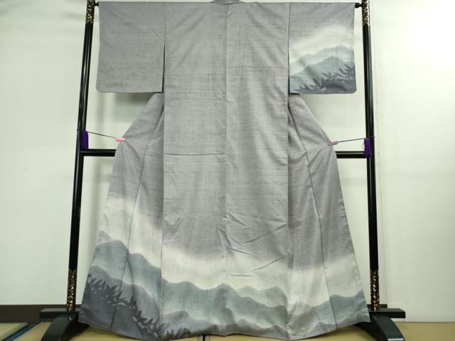 平和屋着物■極上　訪問着　ぜんまい紬　草葉シルエット　逸品　未使用　DZAB0323kh5