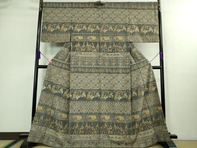 平和屋本店■極上　中国三大刺繍　スワトウ刺繍 汕頭刺繍　総刺繍　訪問着　エジプト壁画文様　金糸　小田急百貨店扱い　逸品　DZAB0338kh5