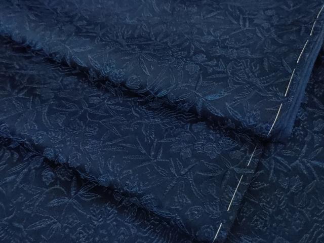 平和屋着物■極上　お召　本藍　鳳凰草花地紋　色無地　濃藍色　京都きもの友禅扱い　逸品　未使用　DZAB0340kh5