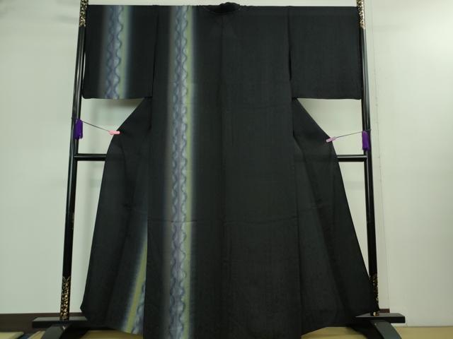 平和屋着物■極上　訪問着　単衣　間道　草花地紋　暈し染め　濃紺地　反端付き　逸品　未使用　DZAB0360kh5