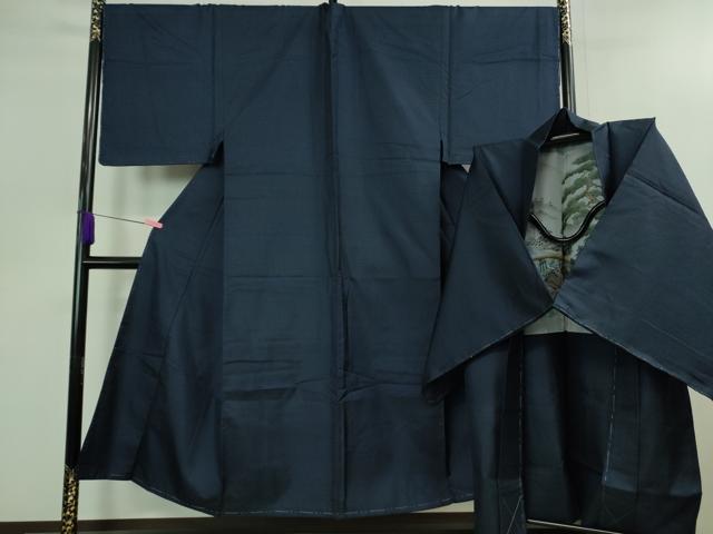 平和屋着物■極上　男性　本場大島紬　アンサンブル　キングサイズ　長羽織　100亀甲　総詰め　濃紺地　逸品　未使用　DZAB0417kh5