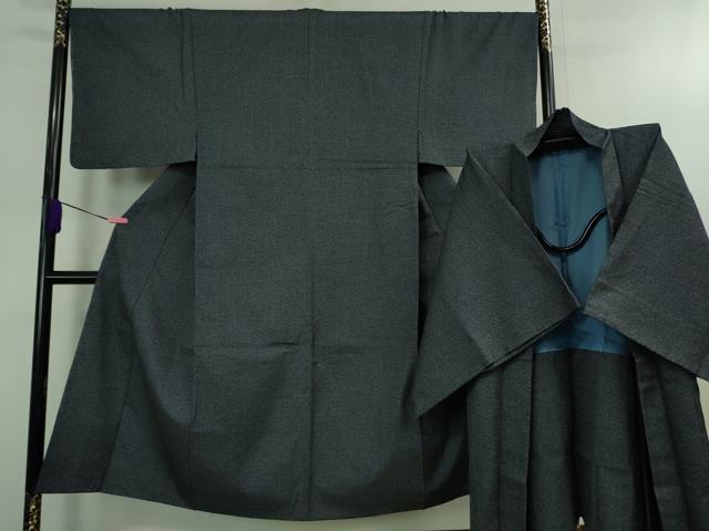 平和屋着物■極上　男性　紬　アンサンブル　長羽織　濃紺地　逸品　DZAB0424kh5