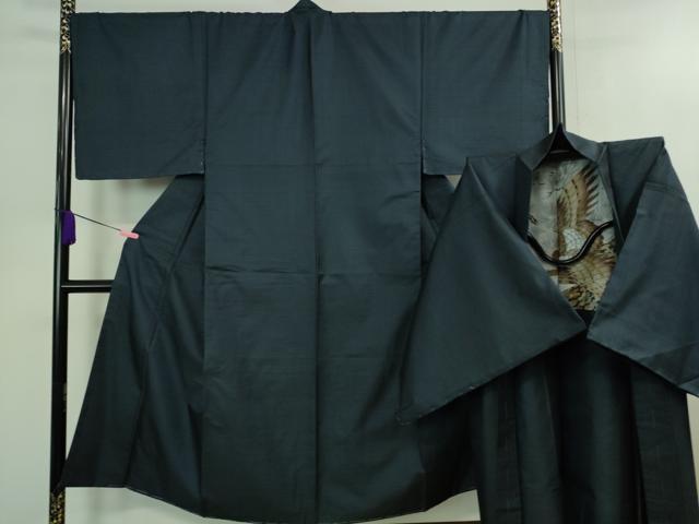 平和屋着物■極上　男性　本場大島紬　アンサンブル　長羽織　100亀甲　総詰め　濃藍色　羽裏・鷹　逸品　未使用　DZAB0426kh5