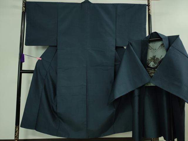 平和屋着物■極上　男性　本場大島紬　アンサンブル　長羽織　100亀甲　総詰め　濃藍色　逸品　DZAB0432kh5
