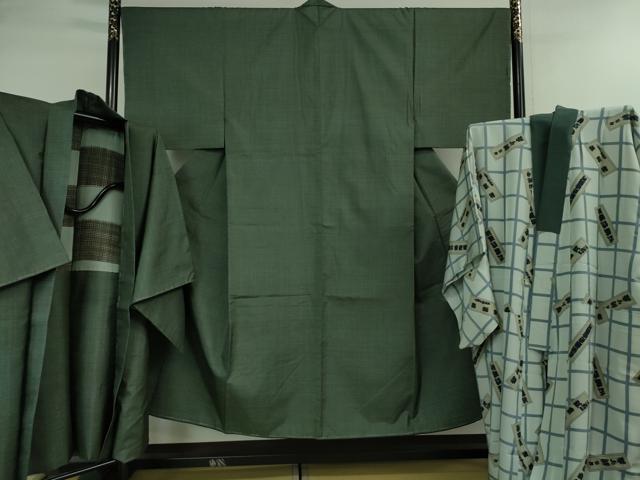 平和屋着物■極上　男性　本場大島紬　アンサンブル　長襦袢(袷)・長羽織セット　100亀甲　総詰め　逸品　未使用　DZAB0433kh5