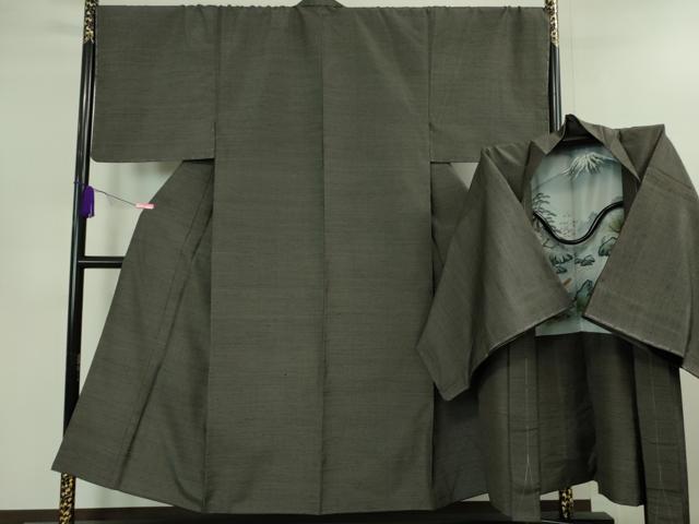 平和屋着物■極上　男性　塩沢紬　アンサンブル　キングサイズ　長羽織　110亀甲　逸品　DZAB0447kh5