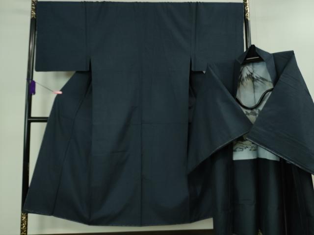 平和屋着物■極上　男性　本場大島紬　アンサンブル　長羽織　濃藍色　逸品　未使用　DZAB0448kh5