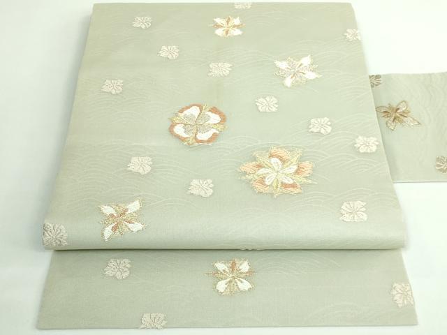 平和屋着物■極上　夏物　九寸名古屋帯　唐織　舞花文　金糸　逸品　DZAB0465kh5