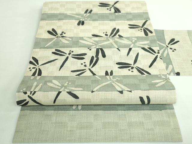 平和屋着物■極上　夏物　九寸名古屋帯　蜻蛉　トンボ　三越扱い　麻　逸品　DZAB0500kh5