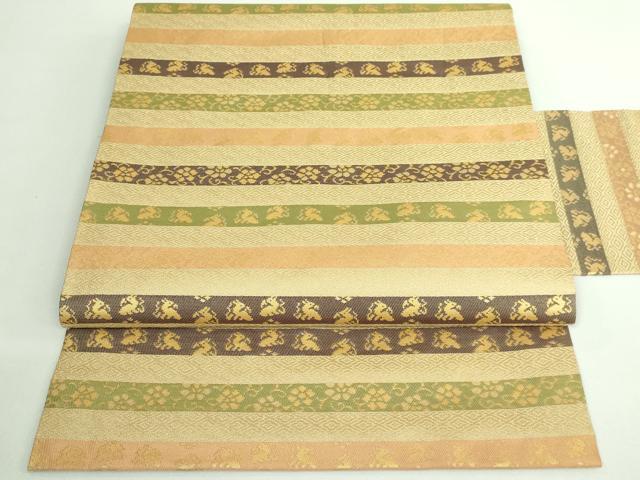 平和屋着物■極上　名物裂一筋　西陣・あらいそ謹製　九寸名古屋帯　名物裂　逸品　DZAB0519kh5