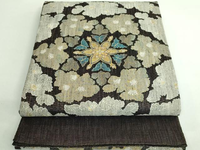 平和屋着物■極上　夏物　太鼓柄袋帯　花蝶文　金銀彩　逸品　DZAB0525kh5