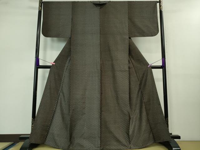 平和屋着物■極上　本場大島紬　9マルキ　市松文様　逸品　DZAB0565kh5